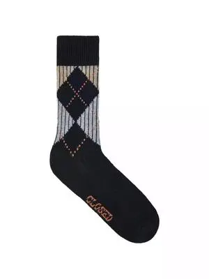 Closed Argyle Knit Socks - Black