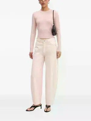 VICOLO Tie-back Ribbed Long-sleeve Top