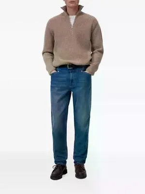 Closed Ribbed Knit Half-zip Sweater
