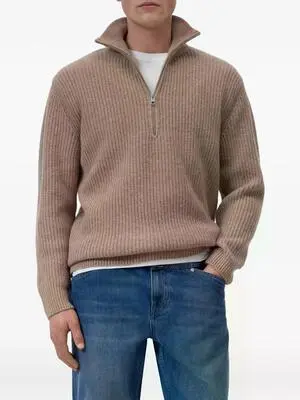 Closed Ribbed Knit Half-zip Sweater