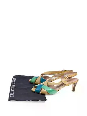 FERRAGAMO Patent Calf Leather Peep Toe Sandals