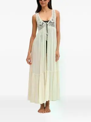TWINSET Crochet-knit Midi Beach Dress - Neutrals
