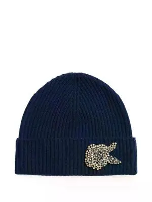 Erdem Crystal-embellished Ribbed-knit Beanie Hat - Blue