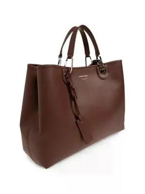 Emporio Armani Grained Effect Logo Print Tote Bag - Brown
