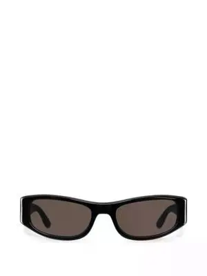 THISTLES Suede Rectangle-frame Sunglasses - Black