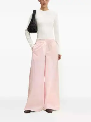 VICOLO Ribbed Knit Tie-back Long-sleeve Top