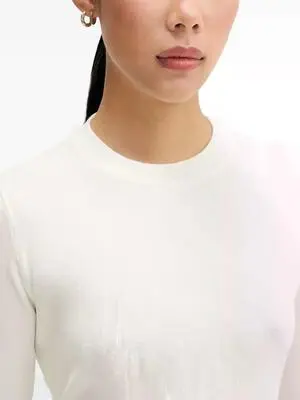 VICOLO Ribbed Knit Tie-back Long-sleeve Top
