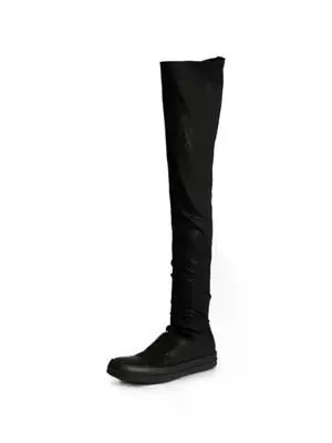 Rick Owens Waxed High Sock Boots - Black