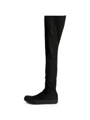 Rick Owens Waxed High Sock Boots - Black