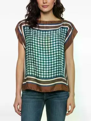 LOUIS VUITTON Plaid Silk Blouse