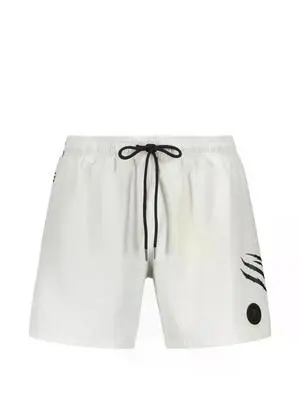 PLEIN SPORT Logo Patch Drawstring Swim Shorts - White
