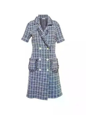 Sandro Double-breasted Tweed Mini Dress With Frayed Edges