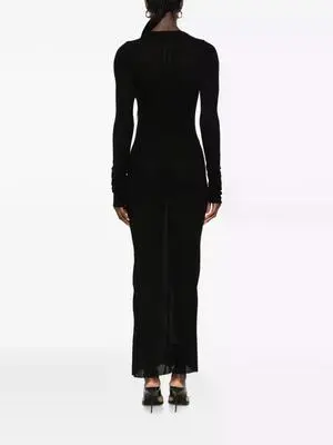 Rick Owens Ribbed Long Sleeve Dress - Black