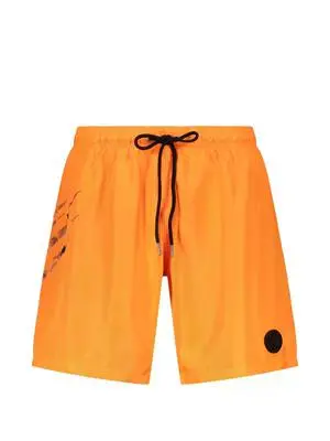 PLEIN SPORT Graphic Print Logo Patch Swim Shorts - Orange