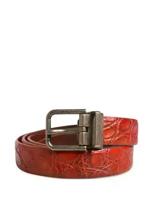 Dolce & Gabbana Crocodile-effect Leather Belt - Red