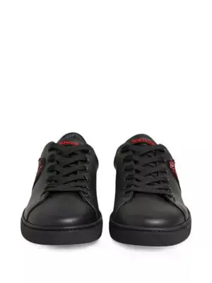 Dolce & Gabbana Crystal Heart Embellished Leather Sneakers
