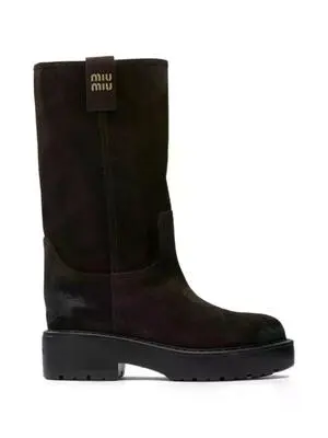 Miu Miu Suede Pull-on Boots