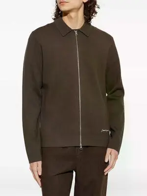 SAMSOE SAMSOE Zip-up Polo-collar Cardigan With Embroidered Logo