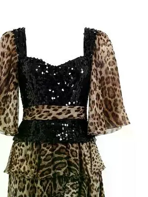 Dolce & Gabbana Sequin-embellished Leopard-print Maxi Dress