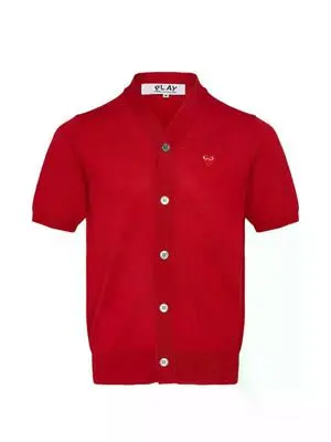 Play Comme Des Garcon Short-sleeve Cardigan With Heart Patch