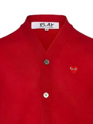 Play Comme Des Garcon Short-sleeve Cardigan With Heart Patch