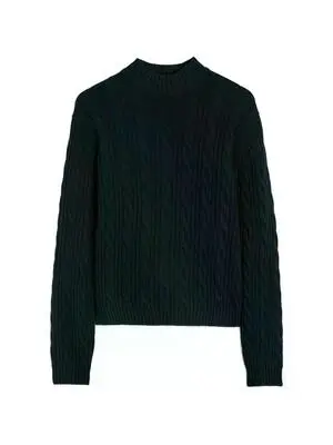 JIL SANDER Cable Knit Mock Neck Sweater