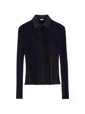 JIL SANDER Ribbed-knit Polo Top