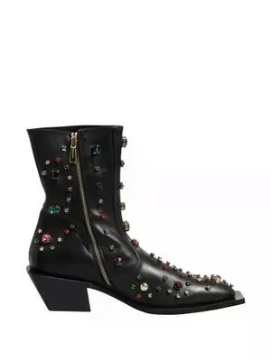 Dolce & Gabbana Embellished Leather Ankle Boots