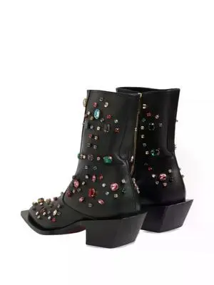 Dolce & Gabbana Embellished Leather Ankle Boots