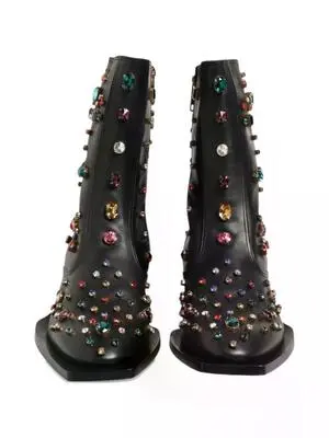 Dolce & Gabbana Embellished Leather Ankle Boots