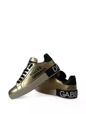 Dolce & Gabbana Portofino Metallic Leather Sneakers
