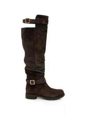 JIMMY CHOO Biker Kb Buckle-strap Boots - Brown
