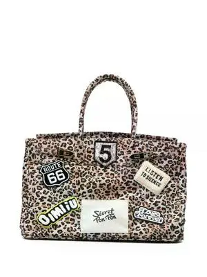 SECRET PON-PON Grace Leopard Print Patch Detail Shoulder Bag
