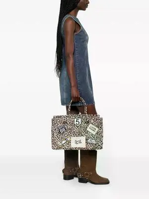 SECRET PON-PON Grace Leopard Print Patch Detail Shoulder Bag