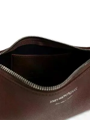 Emporio Armani Pebbled Leather Shoulder Bag - Brown