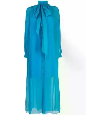 Alberta Ferretti Silk Semi-sheer Poet Sleeve Dress