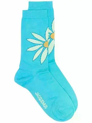 Jacquemus Floral Patterned Crew Socks - Blue