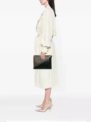 Fendi Zucca Coated Canvas Diagonal Front Zip Clutch Bag