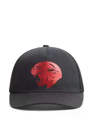 Valentino Garavani Vlogo Signature Cotton Baseball Cap With Panther Print - Black