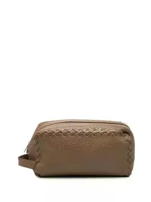 Bottega Veneta 2007-2011 Intrecciato Trimmed Cervo Toiletry Pouch - Brown