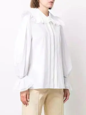 Alberta Ferretti Ruffled Cotton-blend Blouse