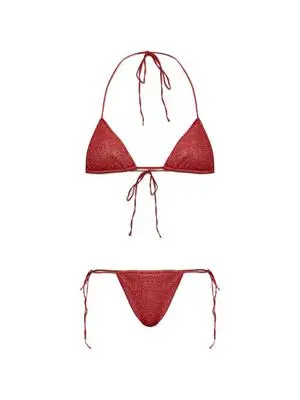 Oseree Lurex Triangle Bikini - Red