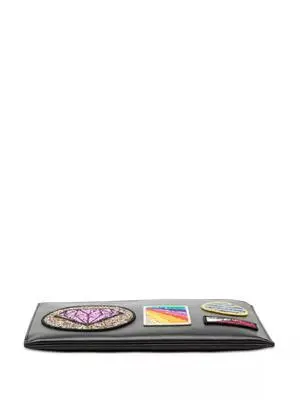 Saint Laurent Leather Multi Patch Zip Pouch Clutch Bag
