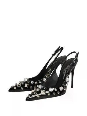 Dolce & Gabbana Embellished Leather Slingback Sandals