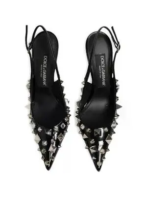 Dolce & Gabbana Embellished Leather Slingback Sandals