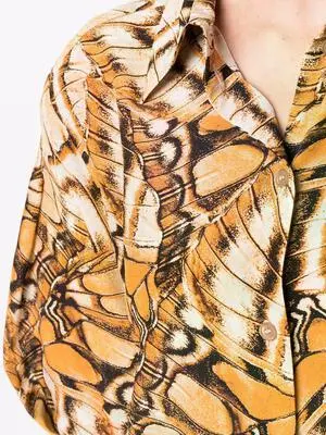 Alberta Ferretti Butterfly Print Silk Shirt