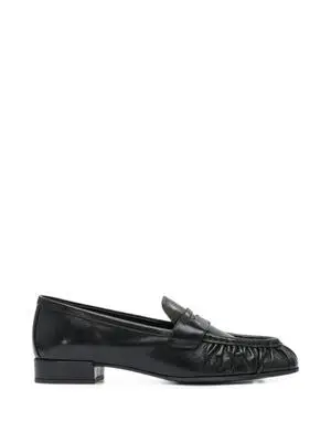 Prada Gathered Detail Leather Loafers