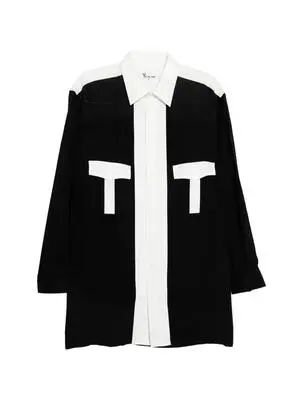 Yohji Yamamoto Monochrome-panelled Shirt - Black
