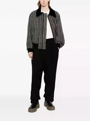 Yohji Yamamoto Three Blend Stripe-pattern Bomber Jacket