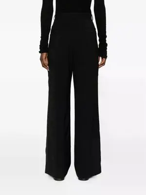 Sacai Tailored Wool Trousers With Satin Trim And Buckled Belt